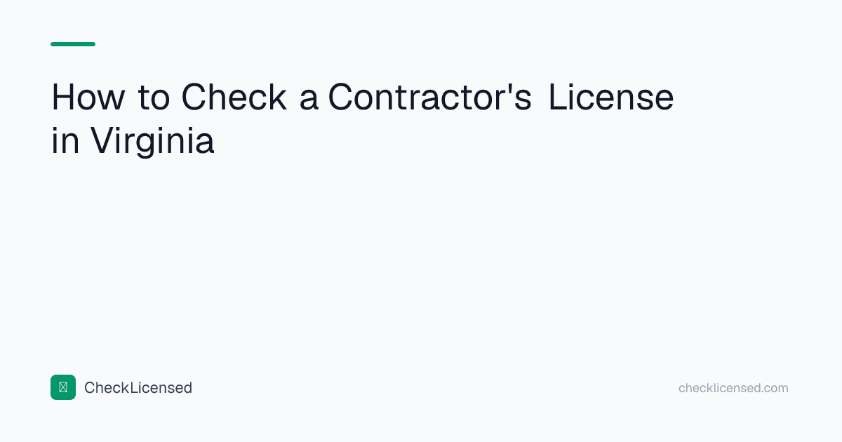 How to Check a Contractor's License in Virginia | CheckLicensed